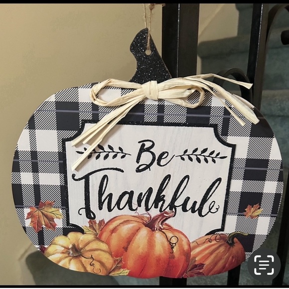Accents | Farmhouse Chic Pumpkin Shaped Sign Be Thankful Home Decor ...